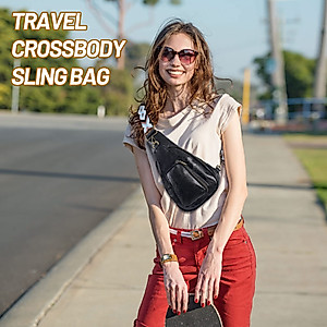 KFXFENQ Sling Bag for Women PU Leather Sling Bags for Women Crossbody Fashion Sling Backpack Multipurpose Chest Bag for Women (1-Brown)