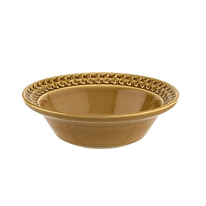 Portmeirion Botanic Garden Harmony Amber Cereal Bowl | 6 Inch Embossed Bowl for Cereal, Oatmeal, Fruit and Ice cream | Dishwasher, Microwave, and Oven Safe | Made in England