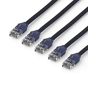 Amazon eero CAT6a Ethernet cable - Supports 10 gigabit+ speeds, 5 foot, 5-pack, Midnight Blue