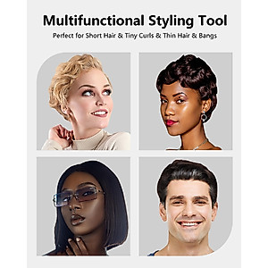 DSHOW 1/2" Flat Iron, Small Flat Iron Hair Straightener for Short Hair, Tourmaline Ceramic Mini Travel Hair Straightener with a Pouch, 6 Temperature, Dual Voltage (Black)