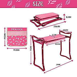 Garden Kneeler and Seat with Tool Pouch, 2 in 1 Foldable Garden Bench with Soft EVA Foam Kneeling Pad, Portable Kneeler Seat for Gardening, Outdoor Garden Stool