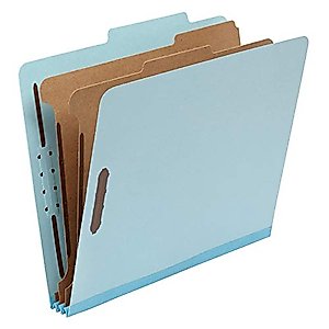 Amazon Basics Classification Folder- 100% Recycled, 2 Dividers, 2" Embedded, Letter, Light Blue, 10 per Box