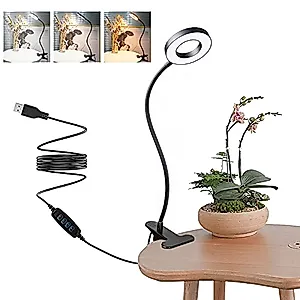 Clip on Desk Lamps,48 LEDs 360°Flexible Gooseneck Reading Table Light,3 Color Modes, 10 Dimmable Brightness, Eye-Caring USB Clamp Books Night Light for Home, Office, Dorm, Study, Work (Black)2