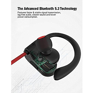 Otium Bluetooth Headphones,Wireless Earbuds IPX7 Waterproof Sports Earphones with Mic HD Stereo Sweatproof in-Ear Earbuds Gym Running Workout 10 Hour Battery Noise Cancelling Headsets