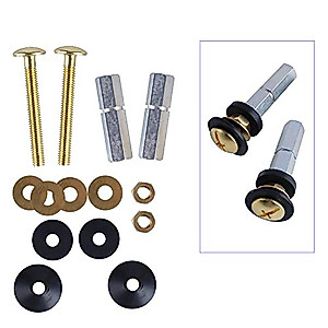 Hibbent 2 Pack Toilet Tank to Bowl Bolt Kits, Heavy Duty Bolts Toilet Bolts for Tank Solid Brass with Extra Long Nuts Easy to Install and Double Gaskets for Fastening
