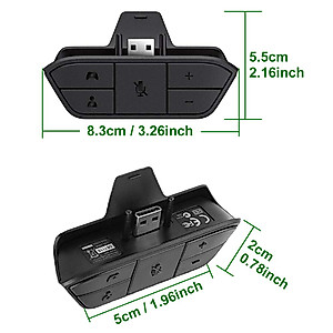 Stereo Headset Adapter for Xbox One and Xbox Series X|S and Elite Controller - Headphone Audio Converter for Voice Chat & Game Sound Mix and Mic Monitoring and Volume Control as Xbox Accessories