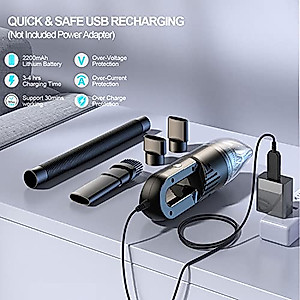 absob Cordless Vacuum Cleaner Mini Portable Handheld Car Seat Hoover 9000PA Powerful Suction Hand Vac Wet Dry Rechargeable Lightweight Home Office Keyboard Carpet Pet Dog Hair Cleaning USB Charging