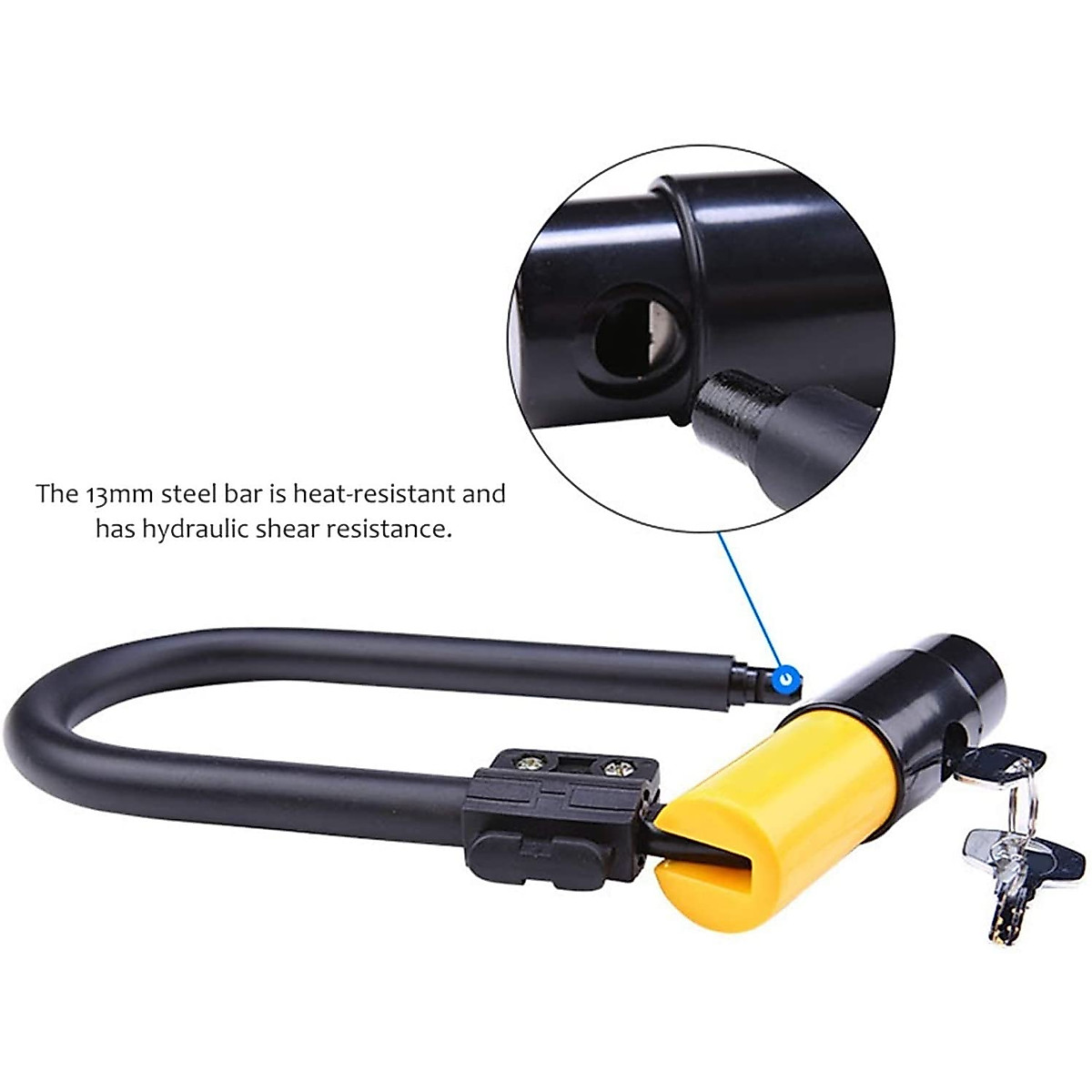 XIXIDIAN Bicycle U-Lock Cable Lock Set with 2 Copper Keys Anti-Theft Bicycle Lock Set Heavy Duty Steel Security Bike Cable ULock Set (Color : Red)