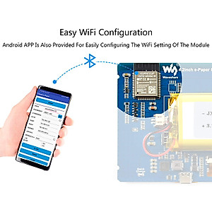 Bicool Waveshare 4.2inch E-Paper Cloud Module 400×300 Pixels e-Ink Display, Bluetooth 4.2 Connectivity Paper-Like Effect,Long Battery Life Support Quick Charge, 4.2inch WiFi e-Paper Display