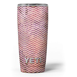 Design Skinz Gold Chevron Over Abstract Fumes - Skin Decal Vinyl Wrap Kit Compatible with The Yeti Rambler Cooler Tumbler Cups