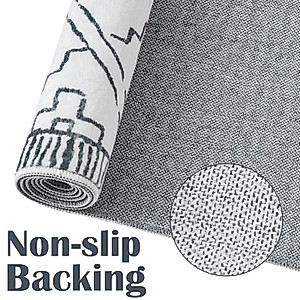 COLLACT 5x7 Area Rug - Moroccan Living Room Rug Geometric Washable Rug Bedroom Rug Modern Non Slip Rug Low Pile Thin Rug Boho Carpet for Dining Room Office Kitchen (5x7ft Taupe On Beige)