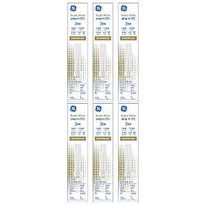 GE (6 Bulbs) Lighting Bright White 26 watt Plug-in CFL, G24q-3 Base, 6.4 inch, F26DX 3500K, 1800 Lumen, Compact Fluorescent Light Bulb