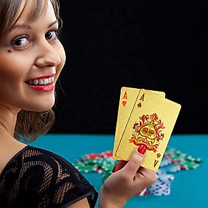 EAY Gold Waterproof Playing Cards - Poker Deck for Parties and Games