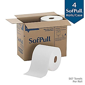 SOFPULL CENTERPULL HIGH-CAPACITY PAPER TOWELS BY GP PRO (GEORGIA-PACIFIC), 28143, WHITE, 4 ROLLS PER CASE, 567 TOWELS PER ROLL