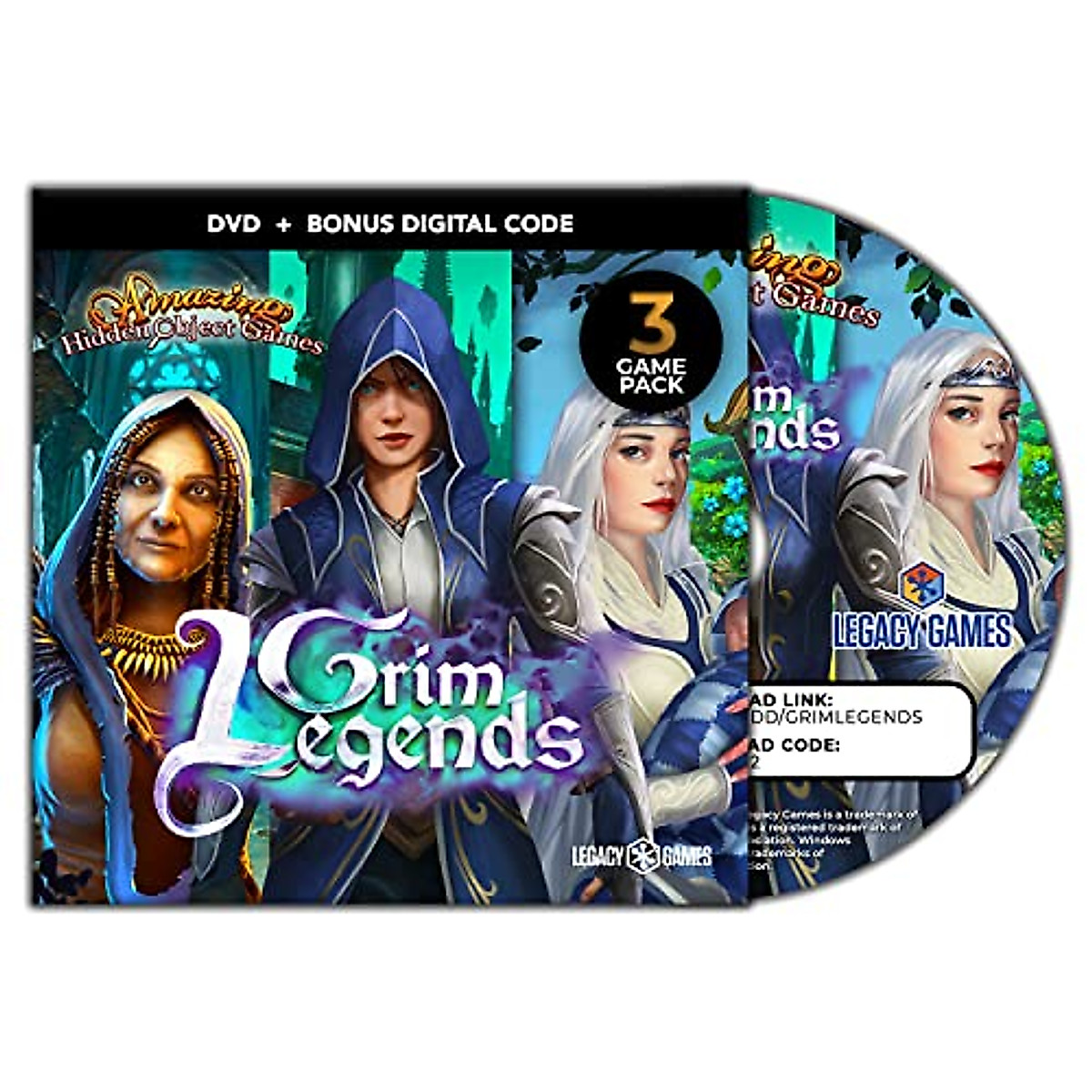 Legacy Games Amazing Hidden Object Games for PC: Grim Legends (3 Game Pack) - PC DVD with Digital Download Codes