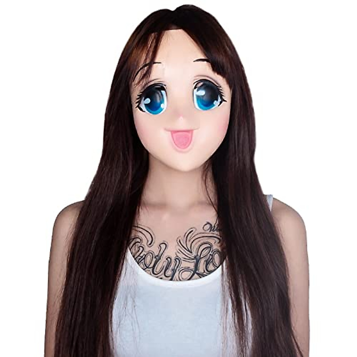 Tiydiygo Realistic Beautiful Girl Headgear Face Cover Halloween Latex Mask Party Game Dress Up Photo Novelty Costume Props (Skin Color)