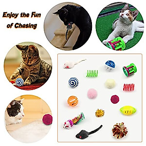 Cat Toys Kitten Toys Assortments, 32 Packs Cat Toys Variety Pack for Kitty, Cat Balls with Bells,Cat Feather Toy, Cat Mouse Toy, Cat Crinkle Balls, Catnip Toys for Indoor Cats Kittens