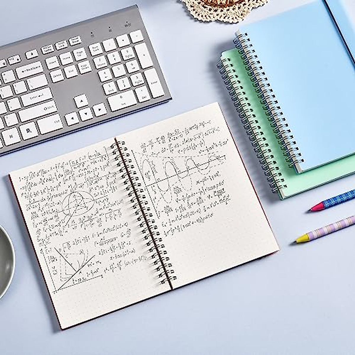 WORPICE Dotted Spiral Notebook - 3 Pack Bullet Dotted Journal A5, 5.7" x 8.3" Dotted Grid Journal, 70 Sheets/140 Pages Per Dotted Notebook, 120gsm Thick Dotted Paper, Green, Blue, Pink