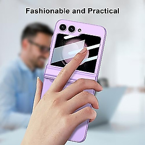 DOOTOO for Samsung Galaxy Z Flip 5 Case Magnetic Hinge Protection Cover with Screen Protector All-Inclusive Shockproof Case for Galaxy Z Flip 5 (2023) (Purple)