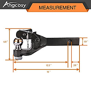 ANGCOSY 10-Ton Pintle Hook Trailer Hitches Receiver Hook Combination 2-5/16” Hitch Ball, 20000 lbs, 15-1/2” Length