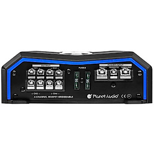 Planet Audio PL2400.4 4 Channel Car Amplifier - 2400 High Output, High/Low Level Inputs, High/Low Pass Crossover, Hook Up to Subwoofer for Bass