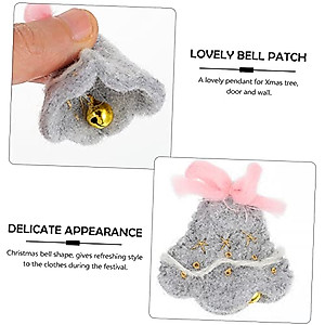 BESTOYARD 3pcs Bell Stickers Christmas Tree Decorations Christmas Ornaments Cute Jeans Wool Felt Christmas Patches DIY Christmas Gifts Scrapbook Accessories Xmas Bell Applique Xmas Decor Set