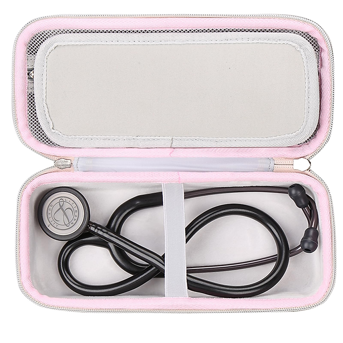 FBLFOBELI Stethoscope Case Compatible with 3M Littmann Classic III/Lightweight II S.E/MDF Acoustica Deluxe Stethoscopes, Includes Mesh Pocket for Nurse Accessories for Work (Pink)