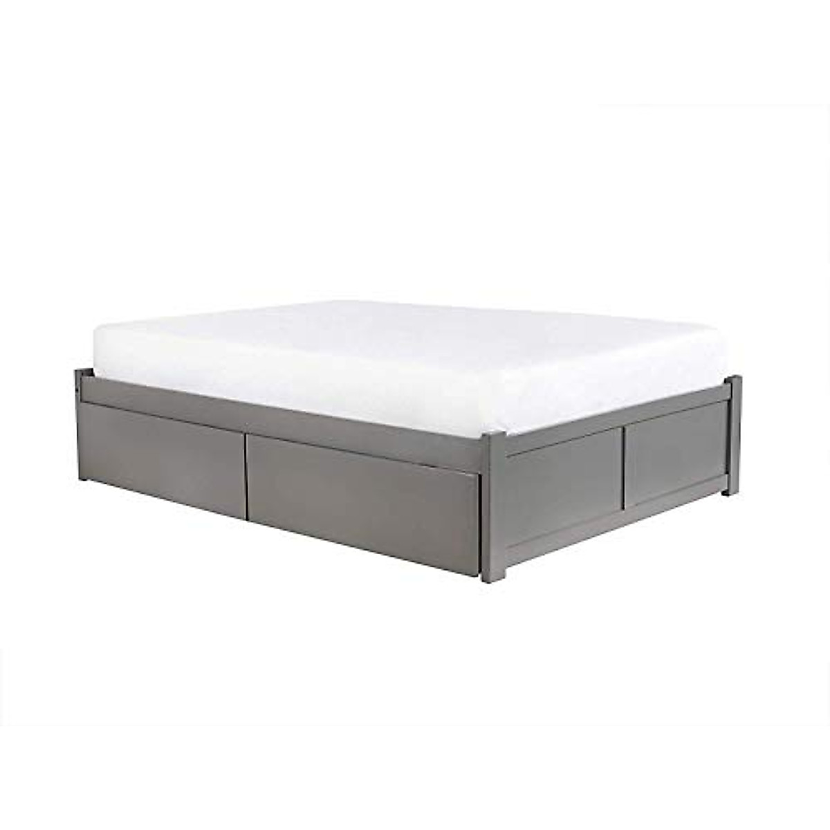 AFI Concord Queen Size Platform Bed with Footboard & Storage Drawers in Grey