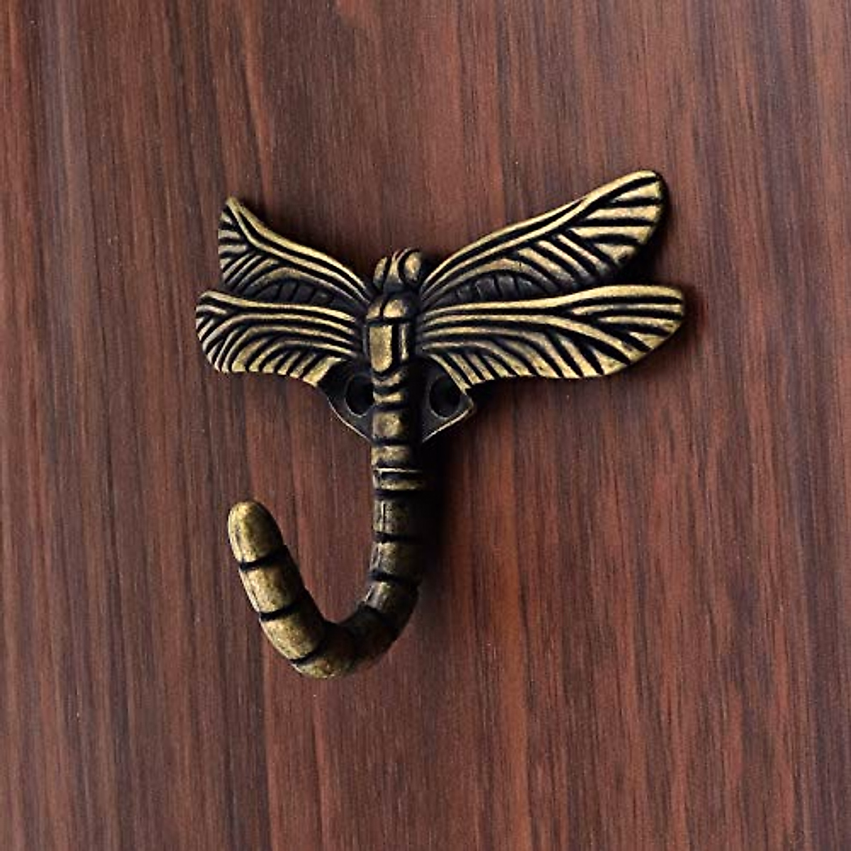 Meprotal 2pcs Antique Dragonfly Wall Mounted Coat Hooks Zinc Alloy Heavy Duty Hangers with Screws for Hanging Towels, Coats, Keys, Bags (Bronze)