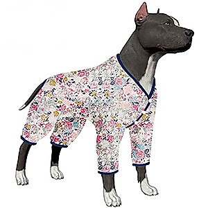 LovinPet Arge Dog Clothes Boy - Anxiety Calming Dog Shirt, Lightweight Fabric, Adorable Spring Flowers Print, Pjs for Large Dogs, Dog Party Outfit, Dog Clothes,Pink L