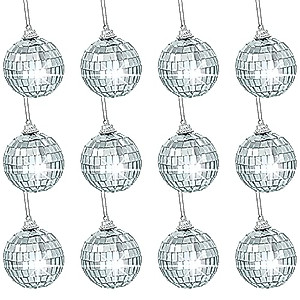 Gondiane 12 Pcs 1.6 Inches Disco Ball Ornaments Silver Mirror Balls for Christmas Tree Wedding Party Decoration