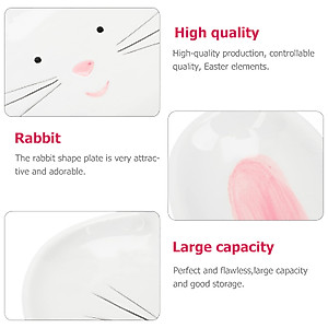 Yardwe Ceramic Plate Easter Bunny Rabbit Dessert Plate Porcelain Food Serving Platter Dish Tray Plate Ceramic Tableware for Home Kitchen Restaurant