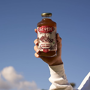 SevenTeas White Peach Oolong Tea, Organic Bottled Iced Teas 16 OZ (Pack of 12 Bottles)