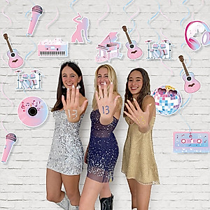 Popular Birthday Party Decorations Music Party Hanging Swirl Guitar Themed Party Decorations for Girls Birthday Fans Celebration Party Supplies