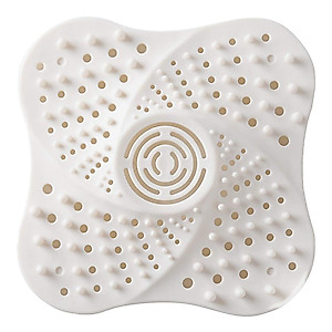 Bathroom Drain Cover, Hair Catcher Drain Strainer Covers for Shower, Swirl Square Silicone Bathtub Hair Stopper for Bathroom Kitchen, Bathtub Sink Strainer Filter with Suction Cups