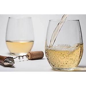 AMZ Empire Modern Stemless Wine Drinking Glasses 11.75 oz/Set of 6 With Coasters and Pourer