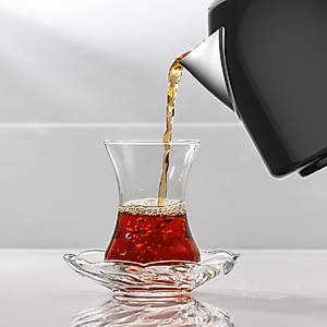 Arcadia Electric Turkish, Black and Herbal Tea Maker and Kettle, Stainless Steel, Temperature Control, LED and Dial Display, Auto Shut-off, Boil-Dry Protection, Black, 1.7L (1.5qt), 120V, 1500W