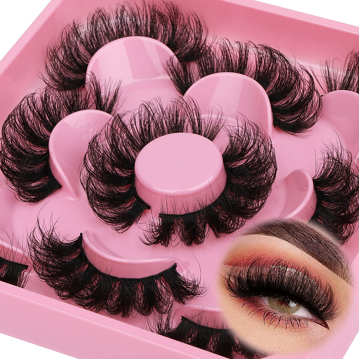 wiwoseo Lashes Mink Fluffy Dramatic False Eyelashes D Curly Faux Mink Lashes Look Like Extension 20MM Eyelashes 3D Effect Natural Volume Crossing Fake Eyelashes