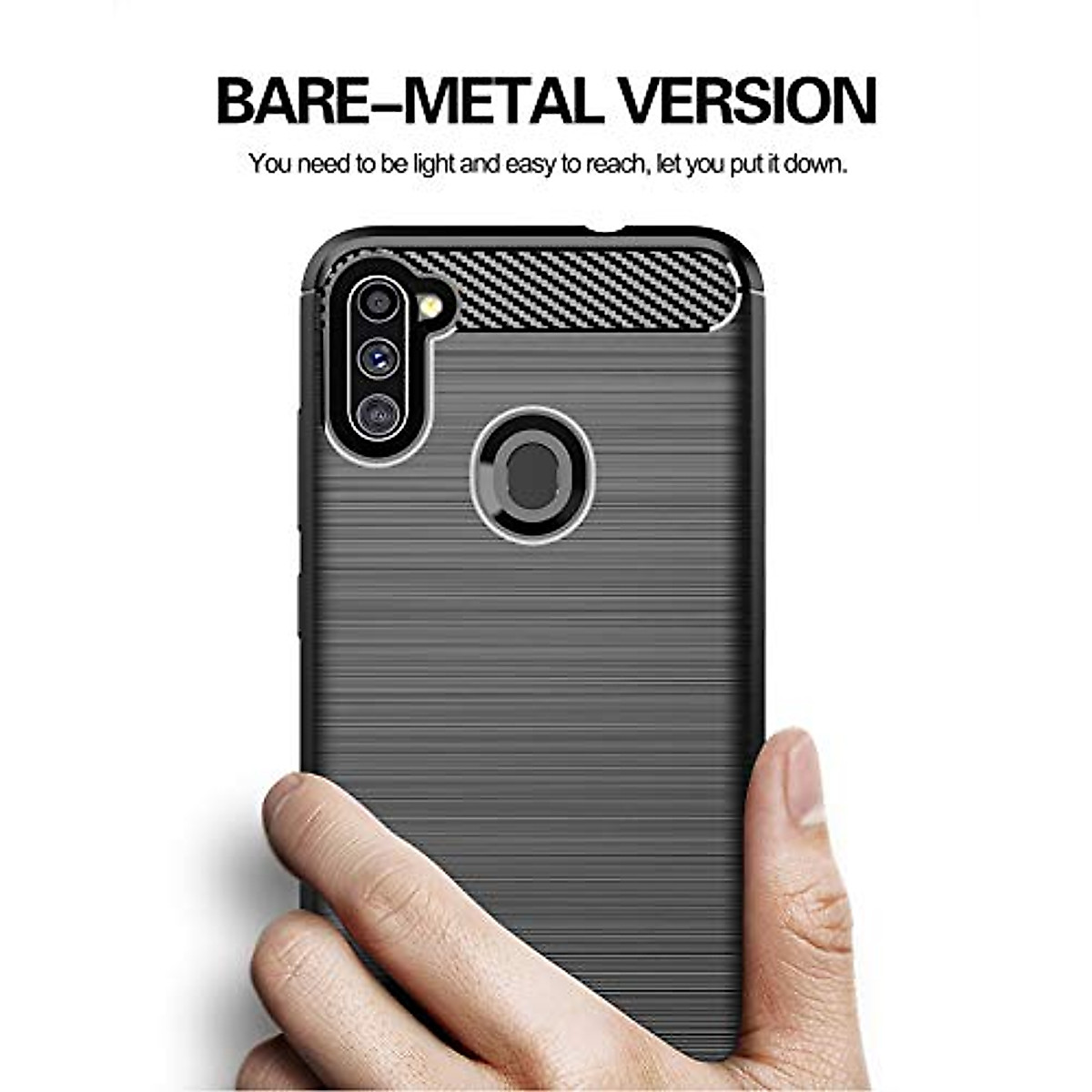 Galaxy A11 case,Samsung A11 case,with HD Screen Protector,MAIKEZI Soft TPU Slim Fashion Non-Slip Protective Phone Case Cover for Samsung Galaxy A11(Black Brushed TPU)