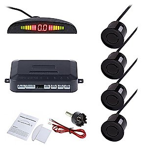Tiemahun LED Parking Sensors Car Auto Vehicle Reverse Backup Radar System, Sound Warning, Water Resistant Anti-Freeze, 22MM Diameter Sensor 2.3M Cable X68D (Black)