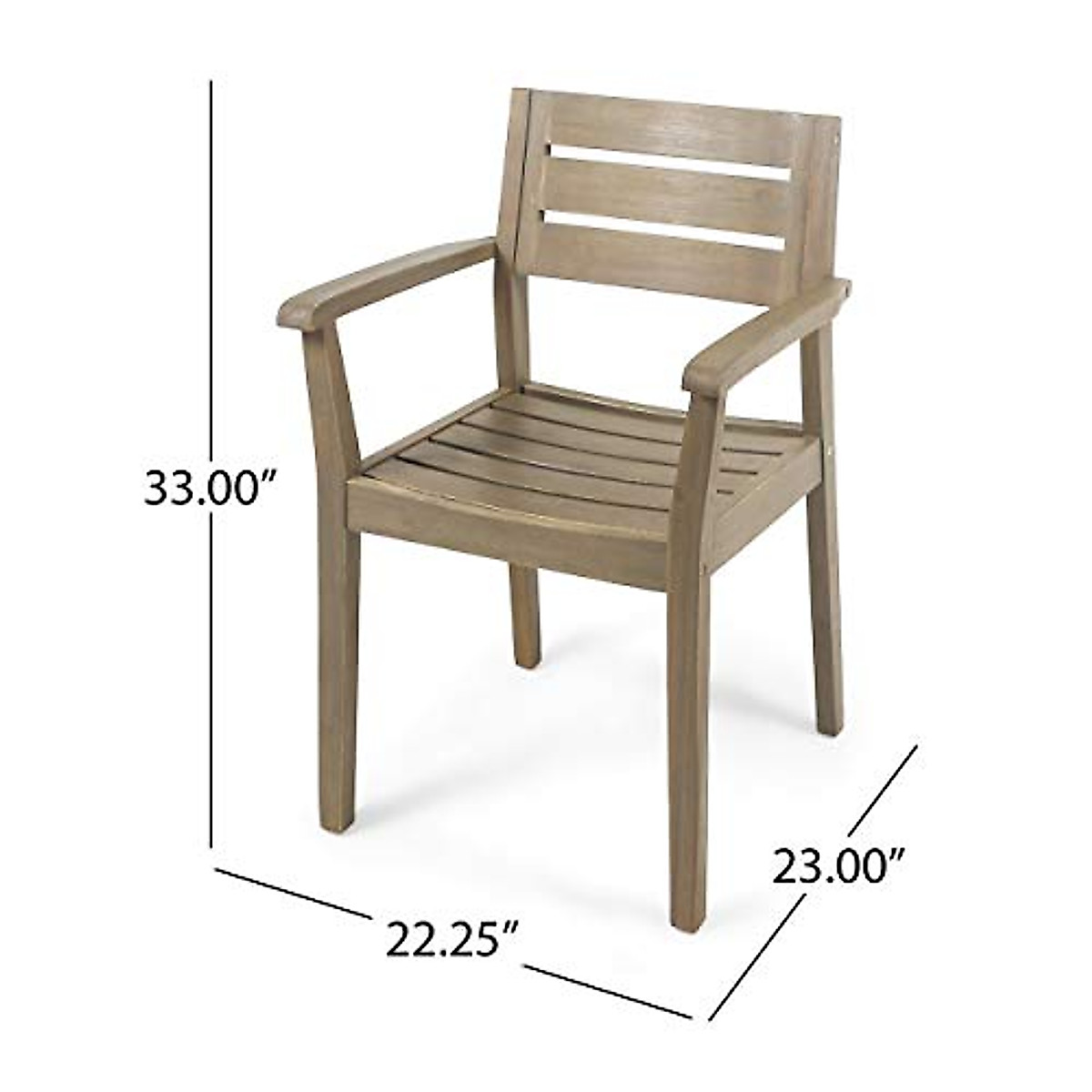 Christopher Knight Home 306673 Stanford Outdoor Dining Chairs | Acacia Wood | Gray Finish | Set of 2