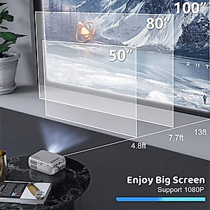 Vamvo Mini Projector for iPhone, Video Projector Full HD 1080P Supported, Portable Movie Projector Compatible with TV stick/PS4/HDMI/USB, iOS & Android