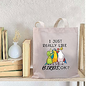 BDPWSS Parrots Lover Gift Parrot Tote Bag Bird Watching Gift i Just Really Like Birds Parrot Cockatoo Ornithologist Gift (Really like birds TG)