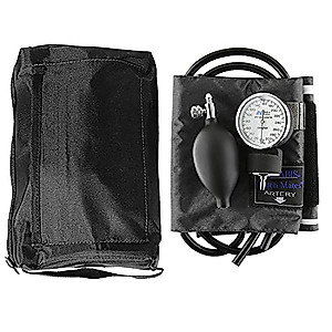 MABIS Blood Pressure Cuff and Dual Head Stethoscope Kit, Combination Home Sphygmomanometer with Calibrated Nylon Cuff, Professional Quality, Carrying Case, Black