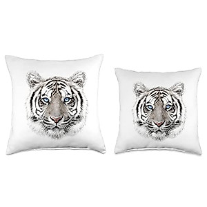 Alexamerch Tiger Bengal White Tiger Head Throw Pillow, 16x16, Multicolor