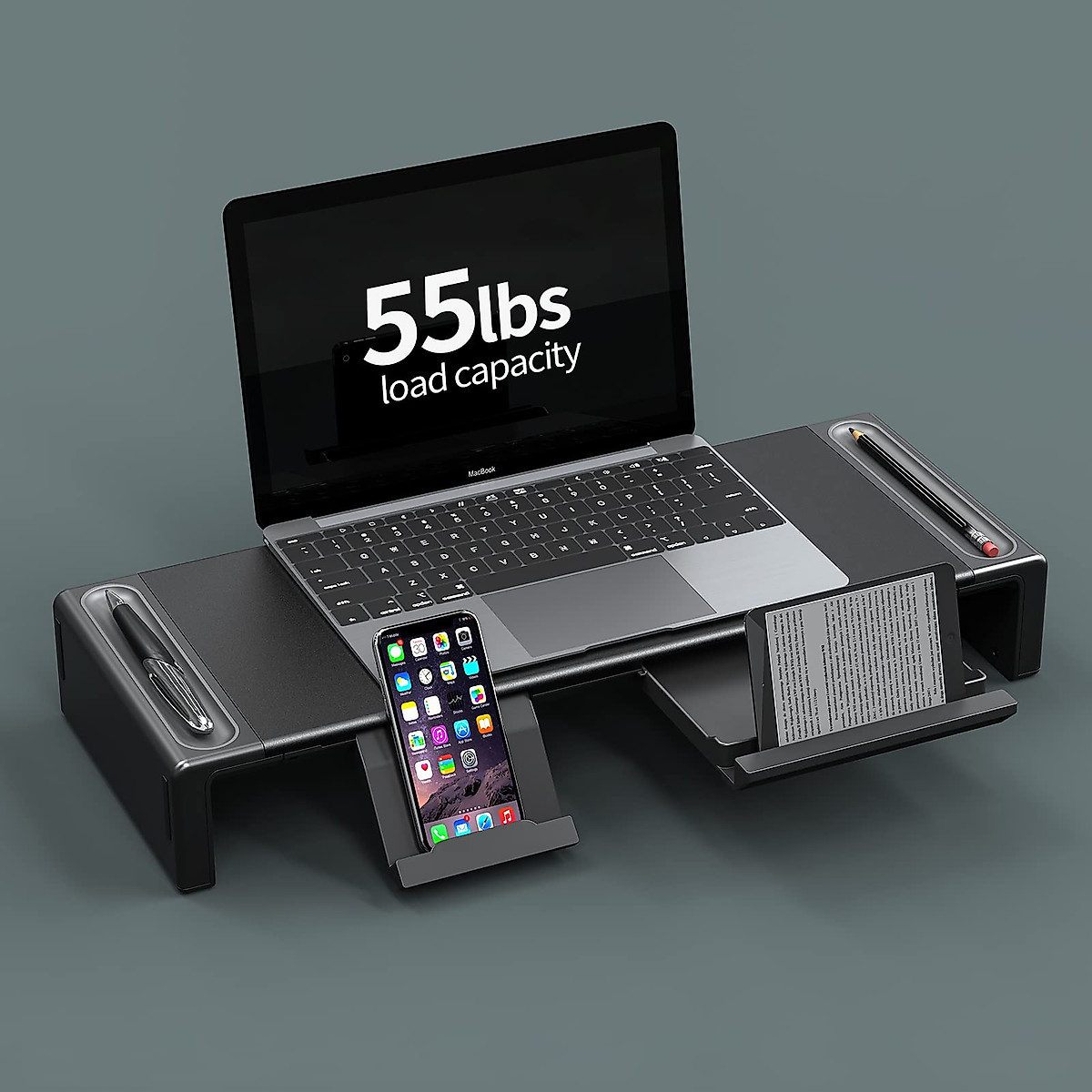 Zimilar Monitor Stand, Length Adjustable Monitor Riser, Foldable Monitor Stand Riser with Pen Slot, Phone/Tablet Holder, Computer Stand Riser for Monitor, Laptop, PC, Printer