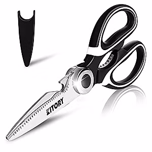 Kitory Kitchen Shears - Ultra Sharp Premium Scissors with Sheath - Heavy Duty Poultry shears-Nut cracker-Bottle Opener- Multi Purpose Scissors