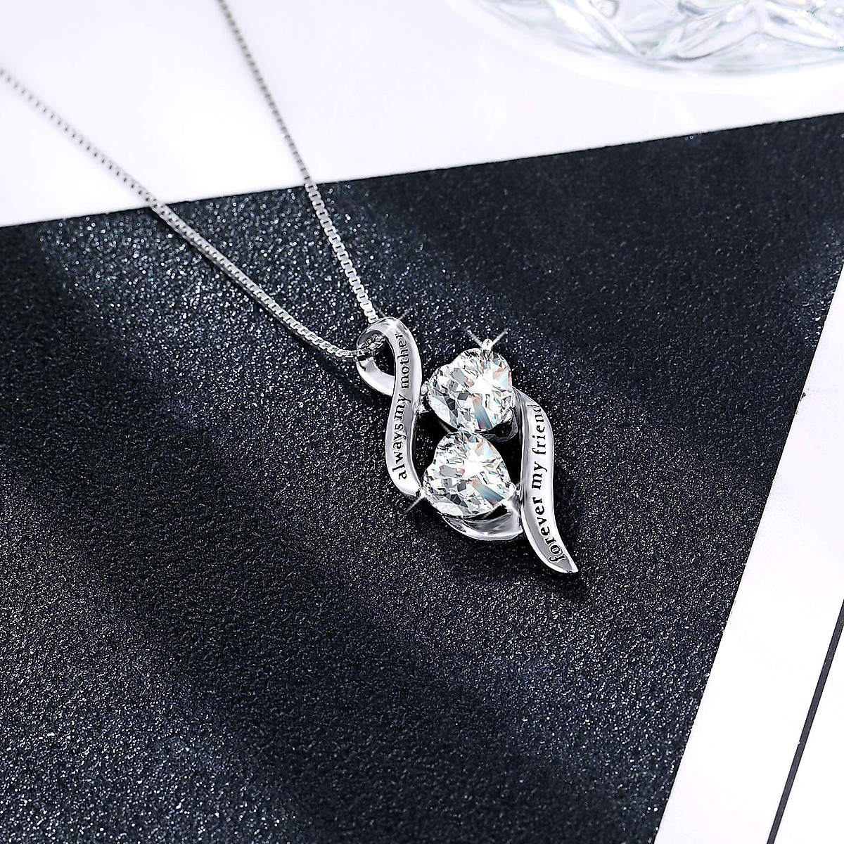 MUATOGIML Mothers Birthday Gifts 925 Sterling Silver Always My Mother Forever My Friend Love Heart Pendant Necklace,Mom Daughter Jewelry Gifts