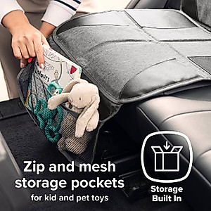 Diono Ultra Mat and Heat Sun Shield Complete Back Seat Upholstery Protection with Integrated Heatshield, Crash Tested, Water Resistant Protection, Durable, Anti-Slip, 3 Mesh Storage Pockets