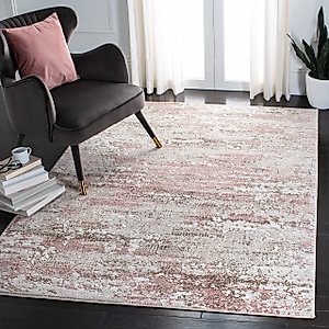 SAFAVIEH Meadow Collection Area Rug - 9' x 12', Beige & Pink, Modern Abstract Design, Non-Shedding & Easy Care, Ideal for High Traffic Areas in Living Room, Bedroom (MDW585B)
